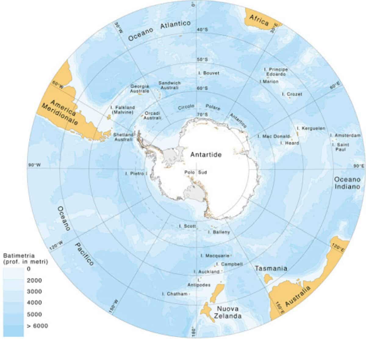 Mappa Del Mondo Circolo Antartico